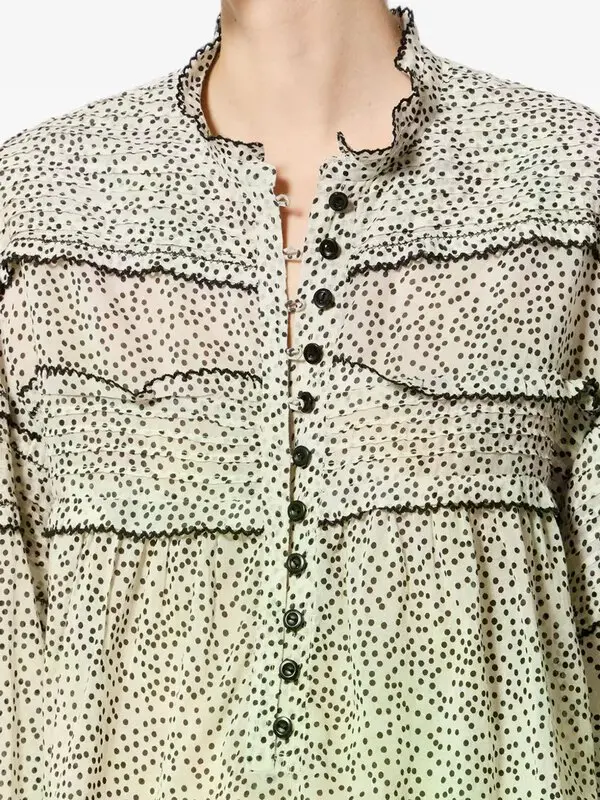 MARANT ETOILE Doane Polka Dot Ruffled Top