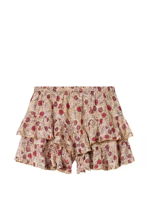 MARANT ETOILE Floral Print Tiered Shorts - Neutrals