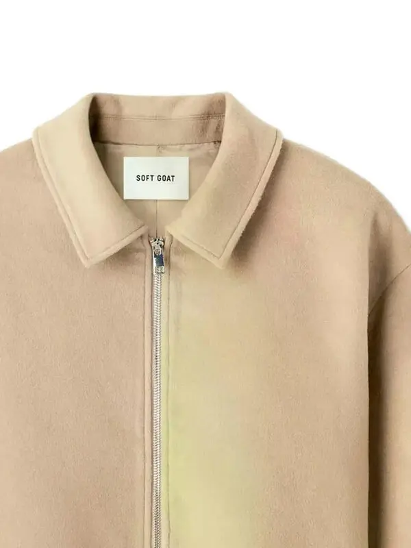 Soft Goat Cropped Zip-up Jacket - Neutrals