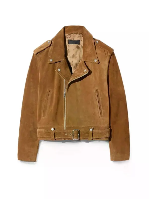 NILI LOTAN Suede Biker Jacket - Brown