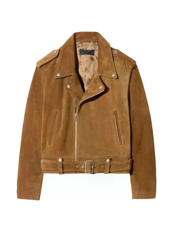 NILI LOTAN Suede Biker Jacket - Brown