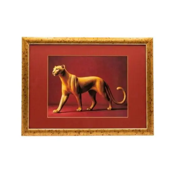 BELLUS DOMINA Red / Gold / Yellow Red Majesty – Framed Leopard Art Print