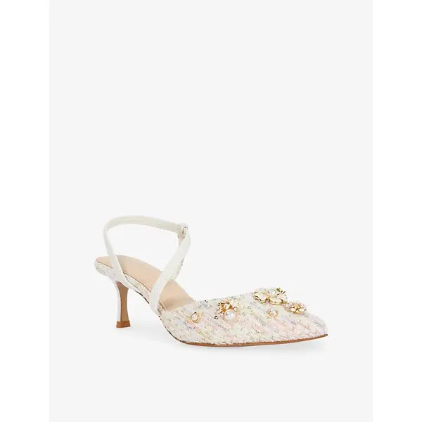 DUNE Wide Fit Dyana Flower Embellished Courts