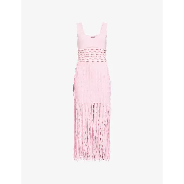 Simkhai Brionne Scalloped Knit Midi Dress - Daisy