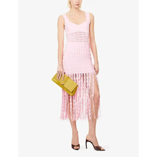 Simkhai Brionne Scalloped Knit Midi Dress - Daisy