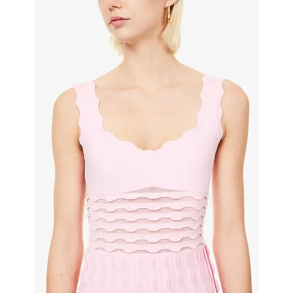 Simkhai Brionne Scalloped Knit Midi Dress - Daisy