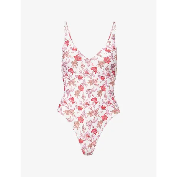 Seafolly Summer Chintz V-neck Swimsuit - Ecru