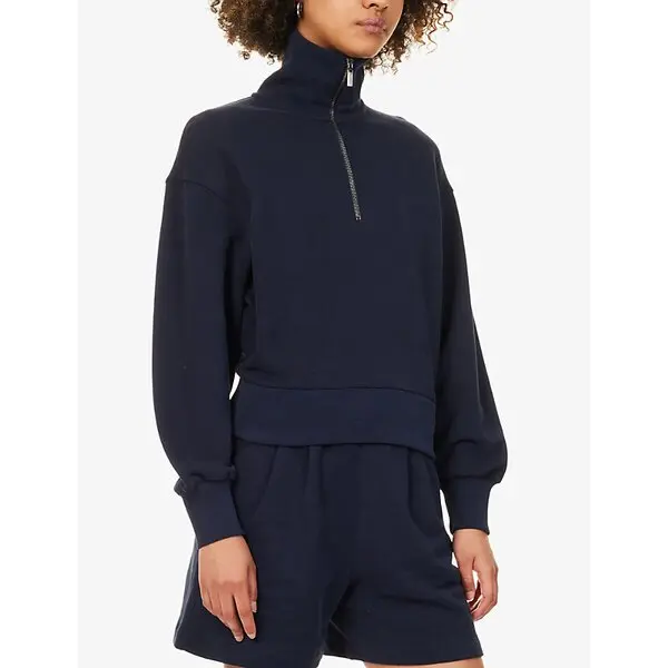 EMELLO Quarter-zip Funnel Neck Cotton Jumper