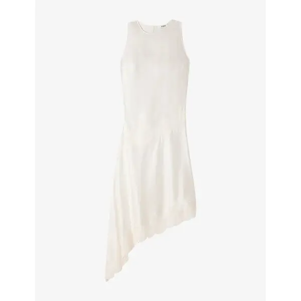 Sandro Asymmetrical Lace-trim Midi Dress - Ecru