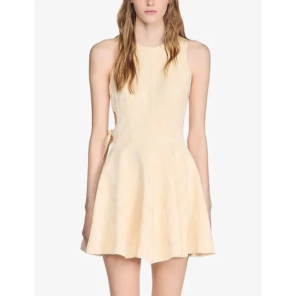 Sandro Sleeveless Floral Jacquard Mini Dress - Vanilla