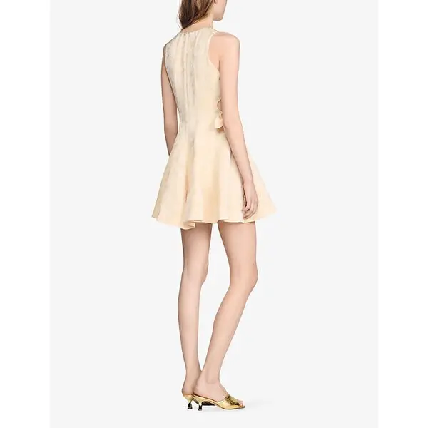 Sandro Sleeveless Floral Jacquard Mini Dress - Vanilla