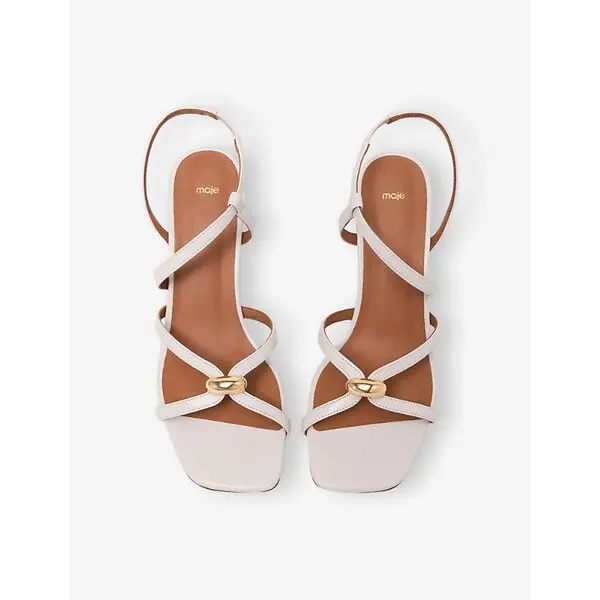 Maje Bean Embellished Leather Heeled Sandals