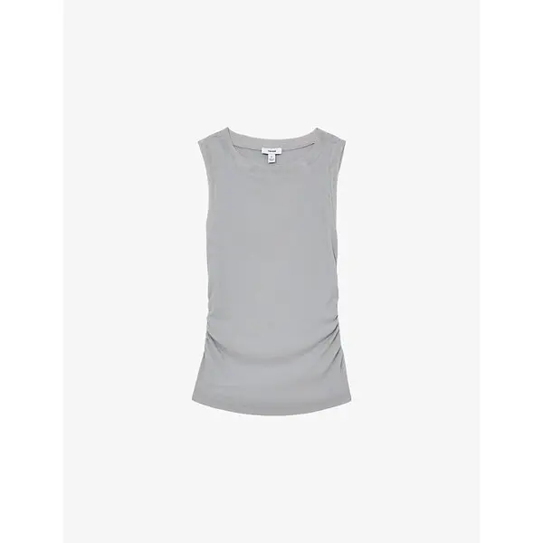 REISS Ruched Stretch Cotton-blend Vest - Grey