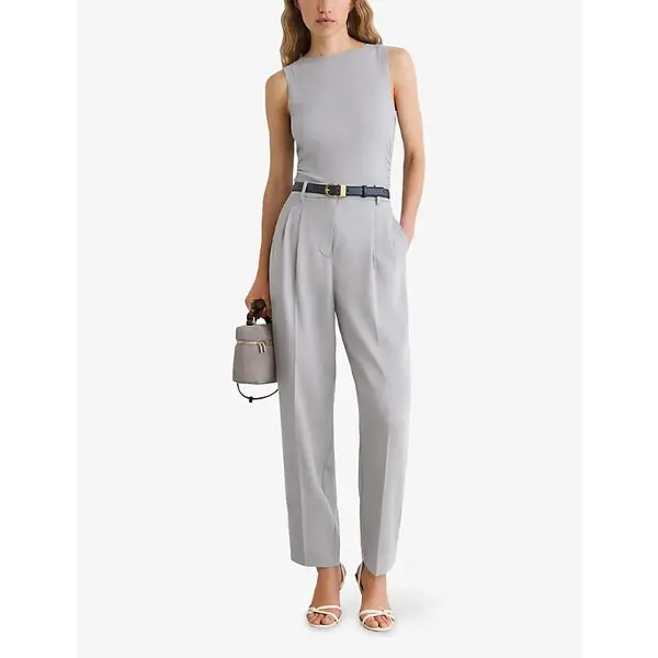 REISS Ruched Stretch Cotton-blend Vest - Grey