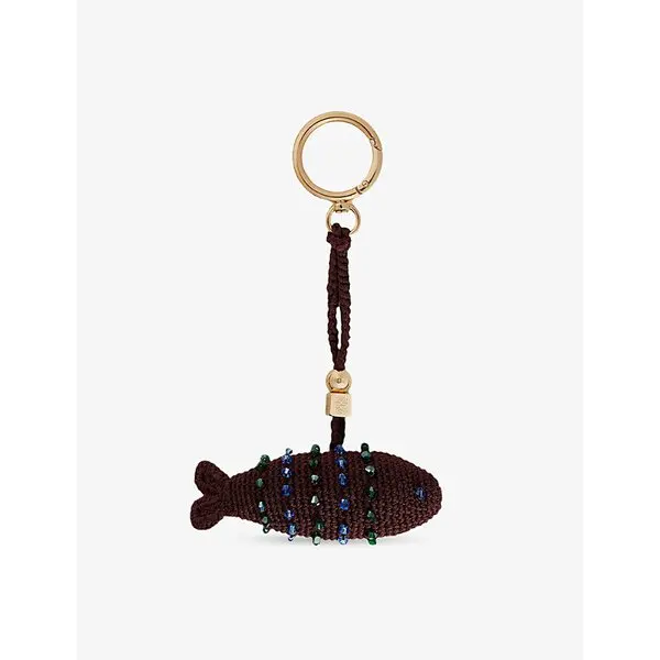 Sandro Handmade Crochet Fish Charm With Gold-tone Hardware - Brown