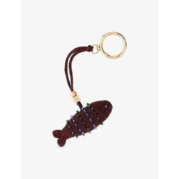 Sandro Handmade Crochet Fish Charm With Gold-tone Hardware - Brown