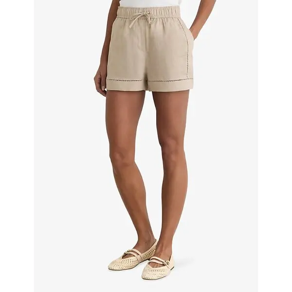 REISS Riley Drawstring-waist Linen Shorts