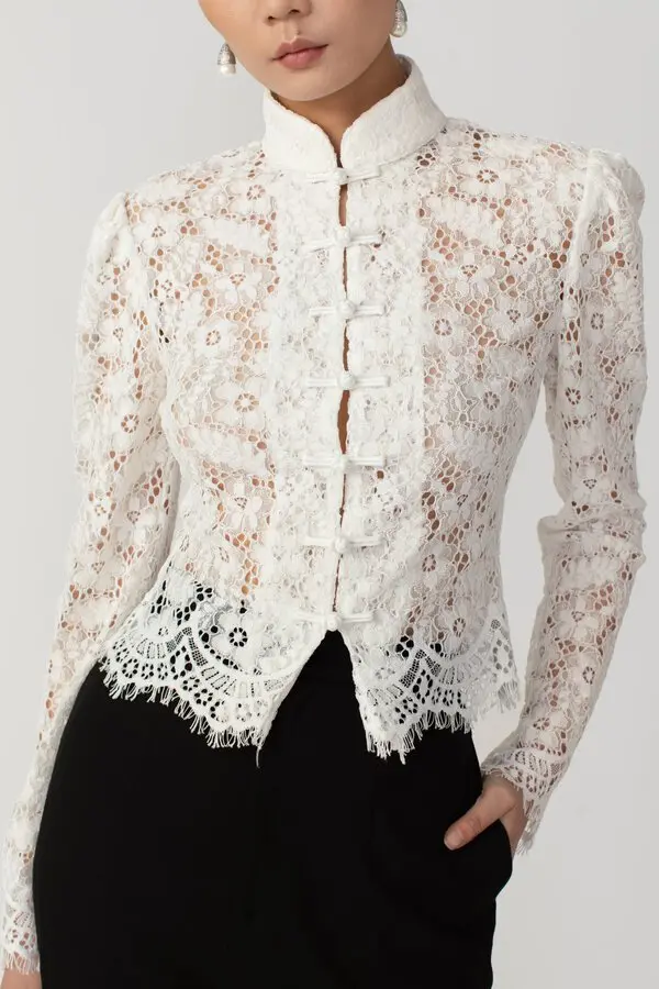 SAU LEE Roberta Lace Top