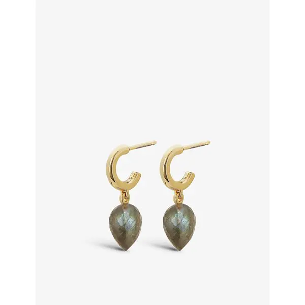 Monica Vinader 18ct Yellow Gold-plated Vermeil Sterling Silver And Labradorite Huggie Earrings - Grey