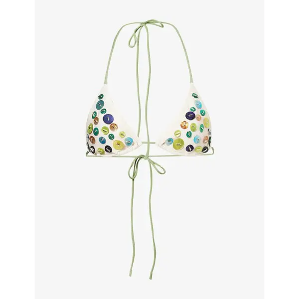 JADED LONDON Agoya Shell Trim Bikini Top - Multi