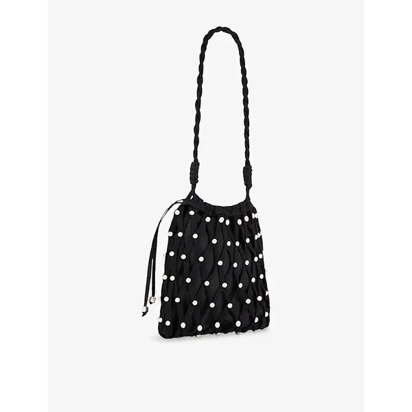 Sandro Embellished Crochet Drawstring Bag