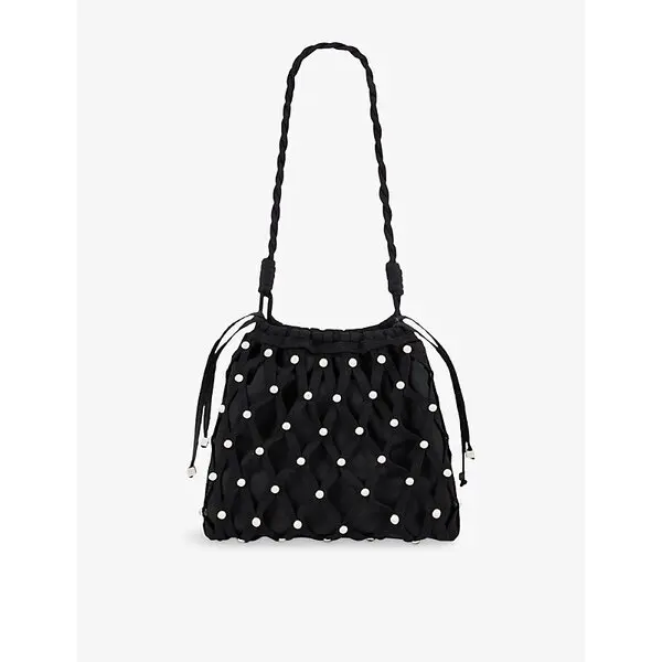 Sandro Embellished Crochet Drawstring Bag