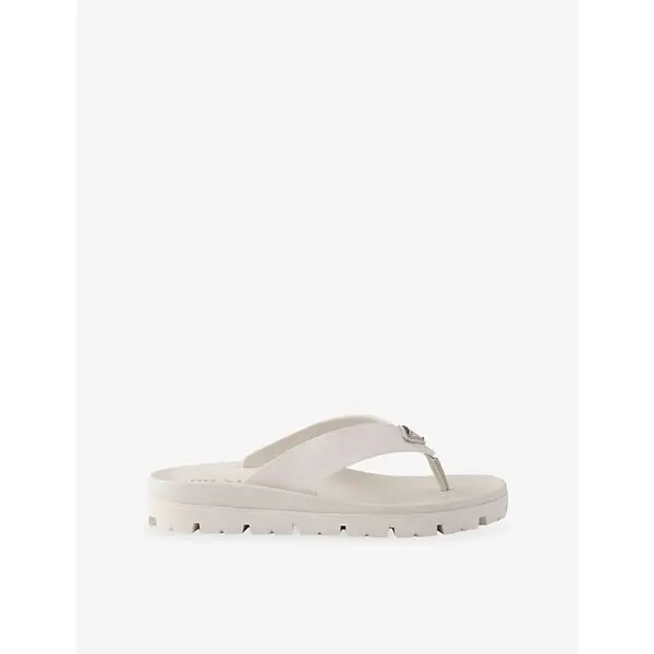 Prada Rubber Thong Sandals With Enamelled Triangle Logo