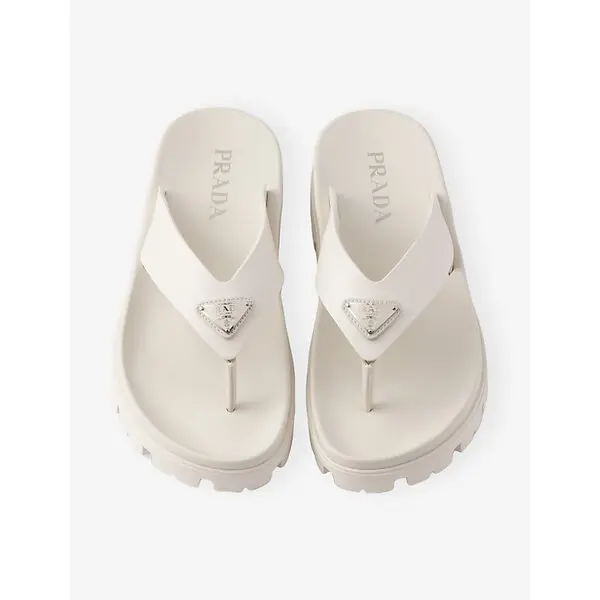 Prada Rubber Thong Sandals With Enamelled Triangle Logo