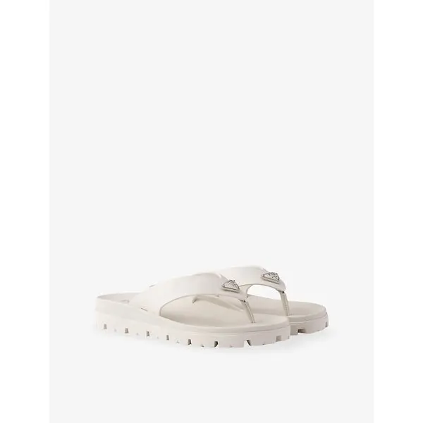 Prada Rubber Thong Sandals With Enamelled Triangle Logo