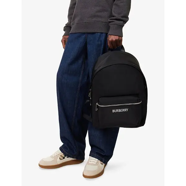 Burberry Logo Print Nylon Backpack