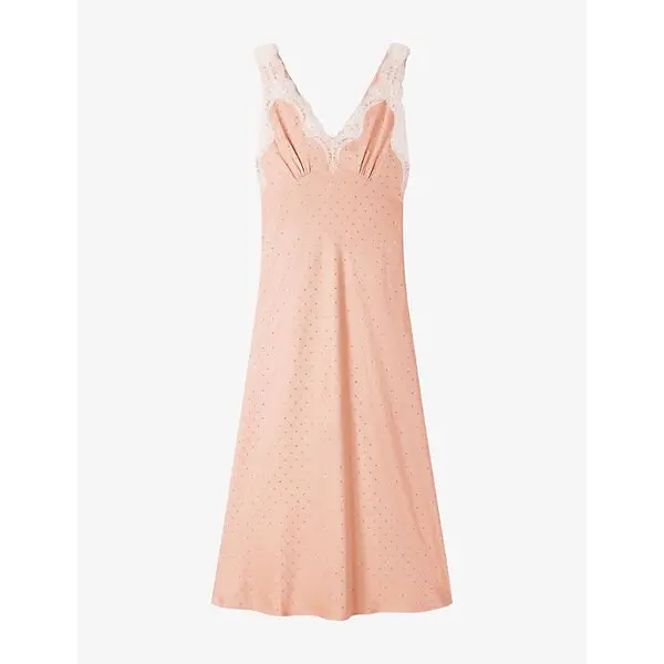Sandro Rhinestone Embellished V-neck Midi Dress