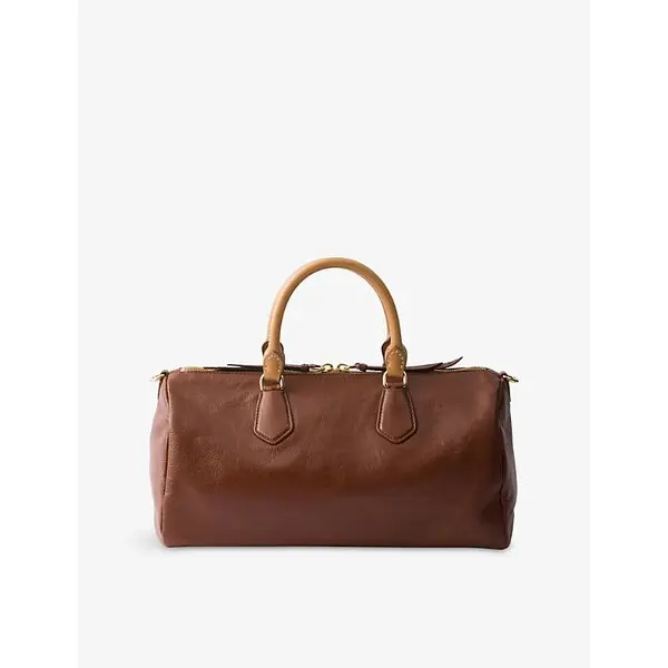 Prada Large Leather Top Handle Bag - Brown