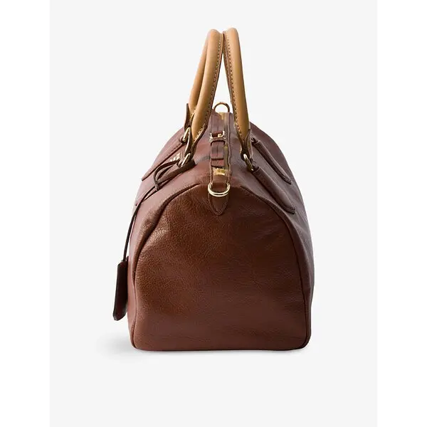 Prada Large Leather Top Handle Bag - Brown