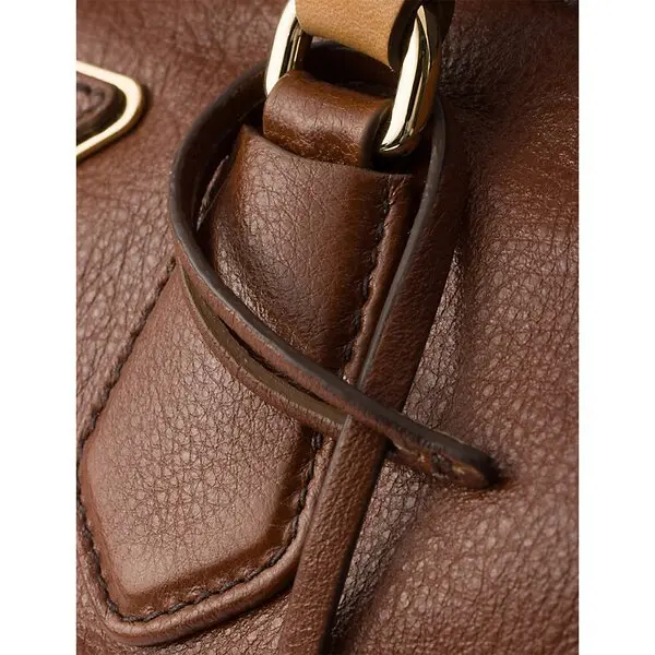 Prada Large Leather Top Handle Bag - Brown