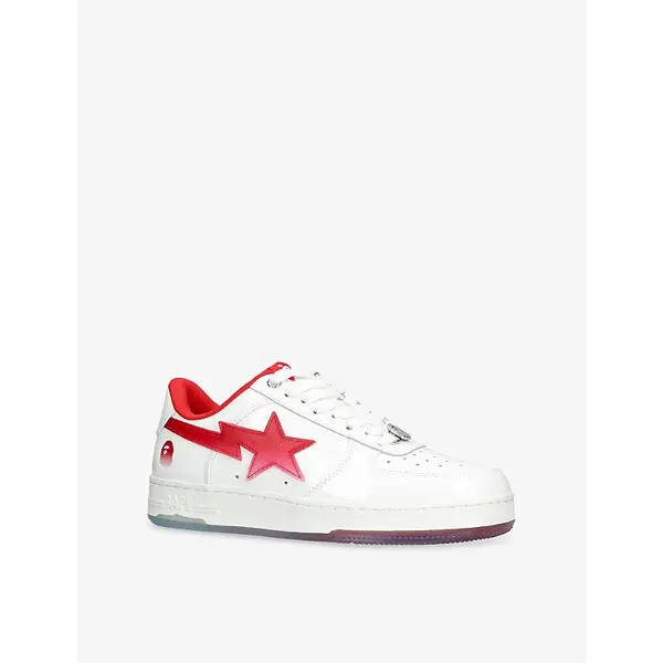 A BATHING APE Sta Icon #4 Leather Trainers - White/red