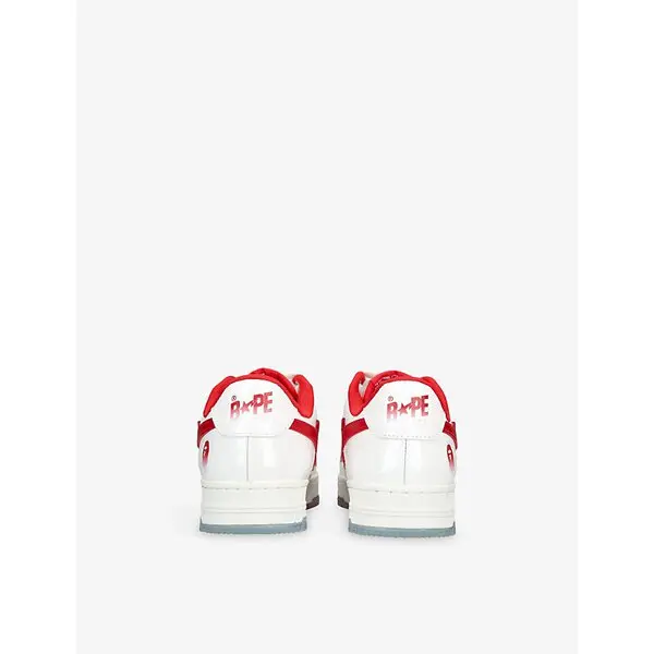 A BATHING APE Sta Icon #4 Leather Trainers - White/red
