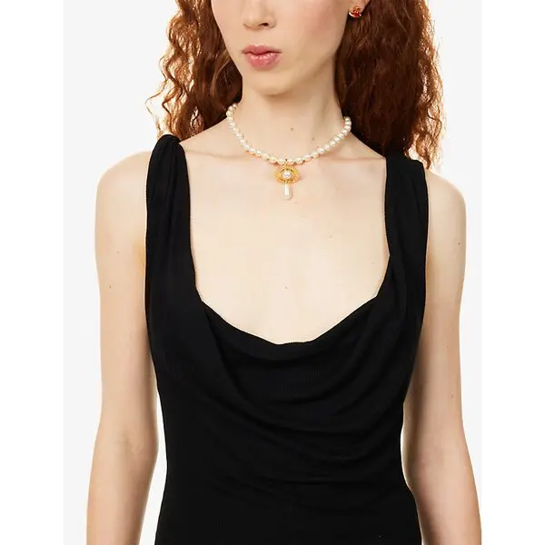 VIVIENNE WESTWOOD Anna Cowl Neck Knit Top - Black