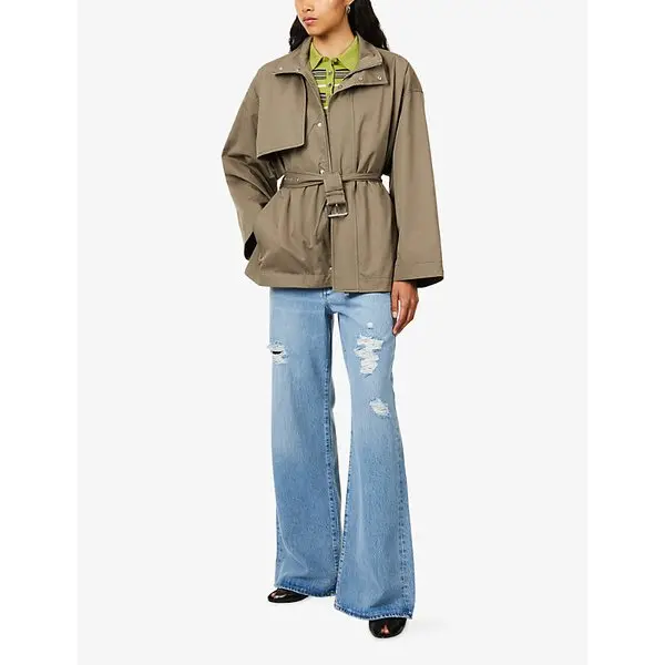 FRAME The Short Field Cotton Trench Coat - Army