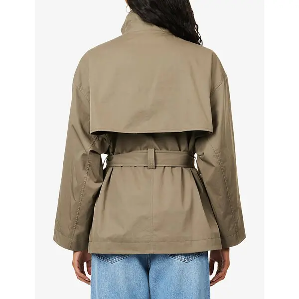 FRAME The Short Field Cotton Trench Coat - Army