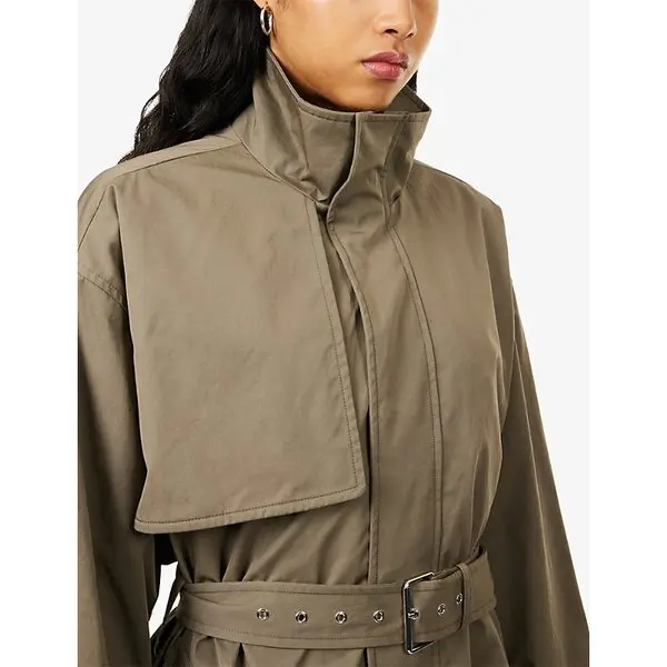 FRAME The Short Field Cotton Trench Coat - Army