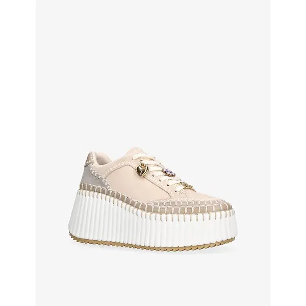 Chloé Leather Trainers With Logo Charms And Platform Sole