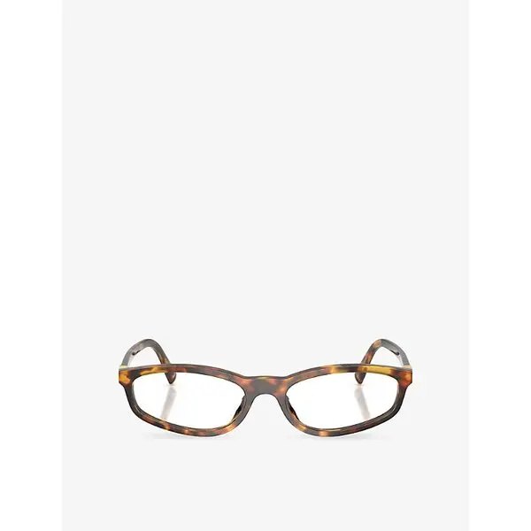 Miu Miu Mu 01zv Oval Frame Acetate Eyeglasses - Brown