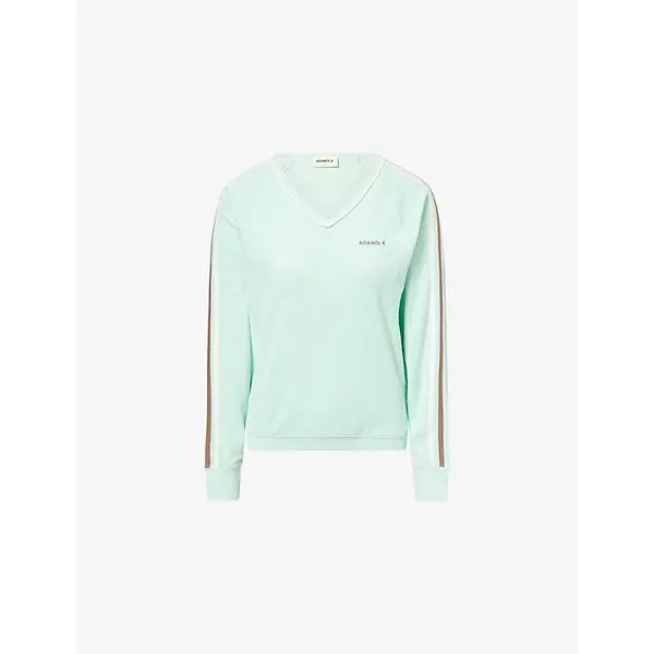 ADANOLA Terry Towel Cotton V-neck Sweatshirt