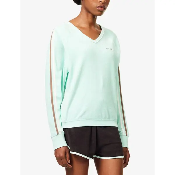 ADANOLA Terry Towel Cotton V-neck Sweatshirt