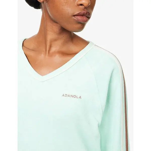 ADANOLA Terry Towel Cotton V-neck Sweatshirt