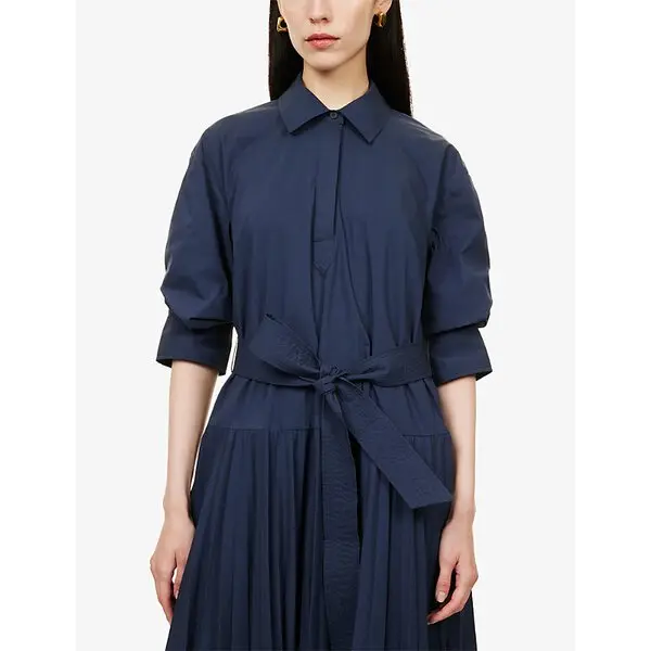 Simkhai Arlo Belted Cotton-blend Maxi Shirt Dress - Midnight