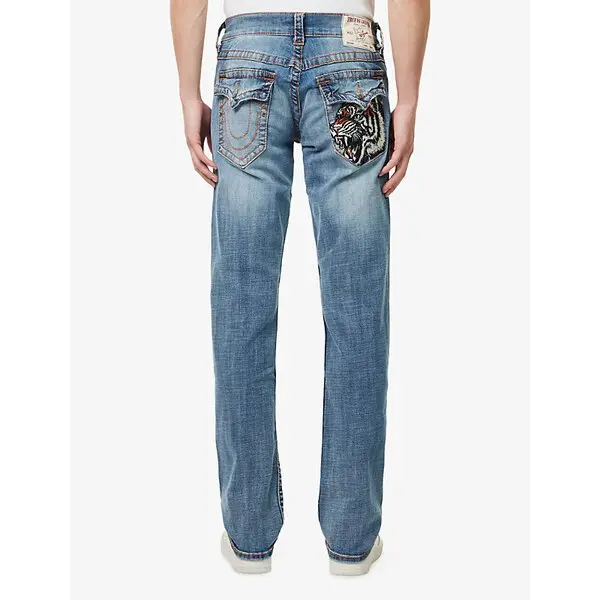 True Religion Ricky Embroidered Straight-leg Denim Jeans