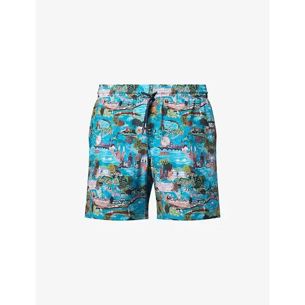Derek Rose London Scenic Printed Swim Shorts - Multi-coloured