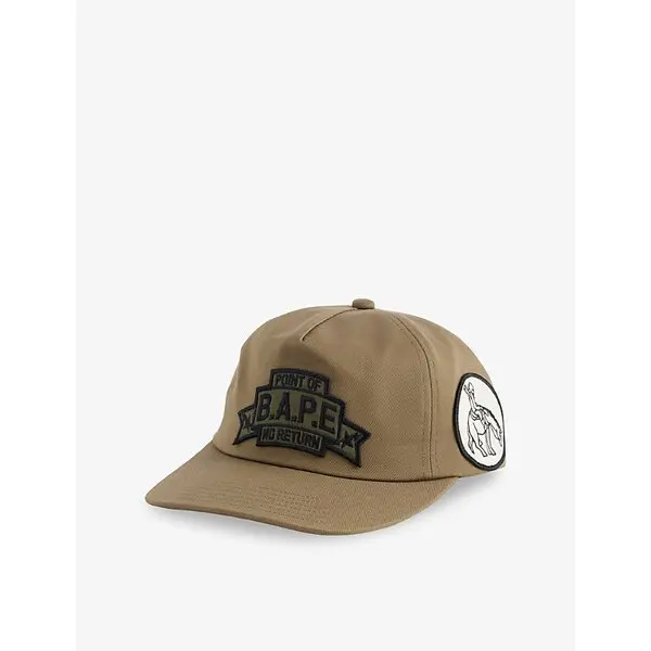 A BATHING APE Cotton Cap With Embroidered Patch - Olivedrab