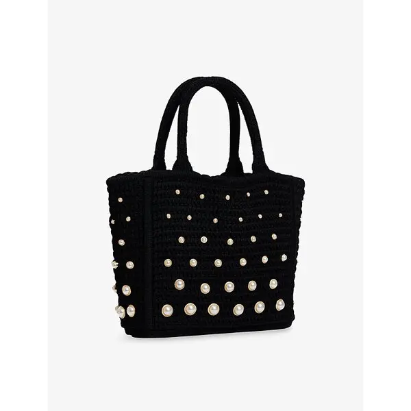 Sandro Embellished Crochet Tote Bag - Black
